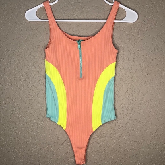 FARM Rio | Swim | Farm Rio Ribbed Zip Front Cheeky One Piece Bathing ...